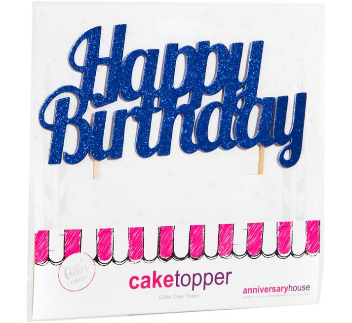 Blue Happy Birthday Cake Topper – Balloons Shop London